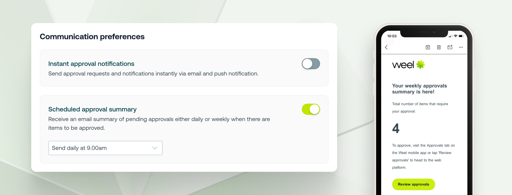 How to change the frequency of approval notifications – Weel Help Centre